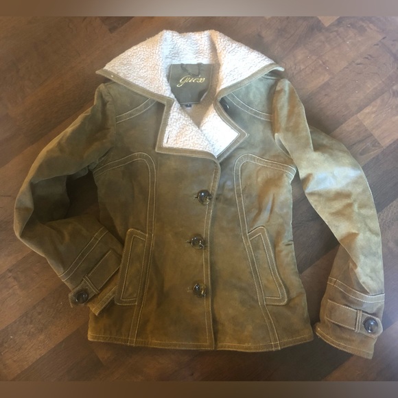 Guess | Jackets & Coats | Guess Y2k Green Leather Jacket | Poshmark